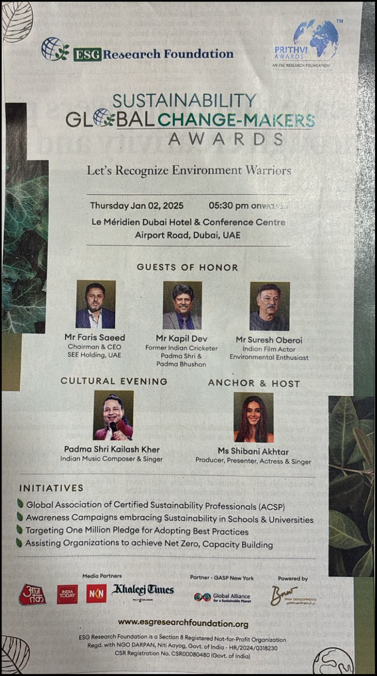 Sustainability Global Change-Makers Awards – ESG Research Foundation